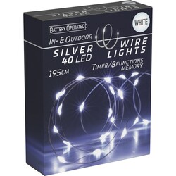 Sârmă luminosă cu temporizator Silver lights 40 LED, alb rece, 195 cm ...