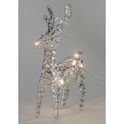 Ren de Crăciun luminos Silver, 21 x 14 cm, 30micro LED, cu baterii ...