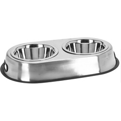Castron dublu pentru animale, din oţel inoxidabil, argintiu | 4home ...