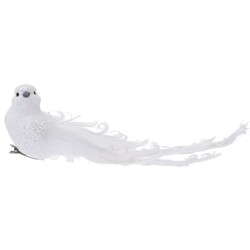 Decorațiune de Crăciun, Pasăre albă pe clips, 23 cm | 4home - confortul ...