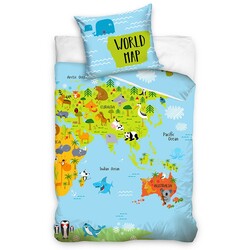 Tiptrade Bavlněné povlečení Mapa Zvířat, 140 x 200 cm, 70 x 90 cm ...