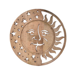 InDecor Mangófából készült fali dekoráció Nap éshold, 50 x 2,5 x 50 cm ...