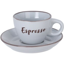 Kamionkowa filiżanka ze spodkiem Espresso, 100 ml,jasnoszara | 4home - domowa przyjemność