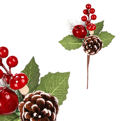 Creangă artificială Fructe roșii și con de pin, 22cm | 4home ...