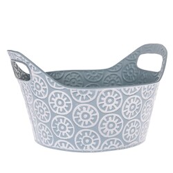 Osłonka metalowa na doniczkę z uchami Farisa niebieski, 27 x 15,5 x 23 ...