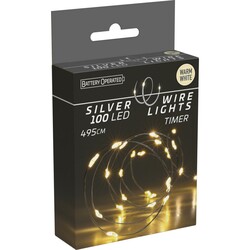 Sârmă luminoasă cu temporizator Silverlights 100 LED, albă caldă, 495 ...